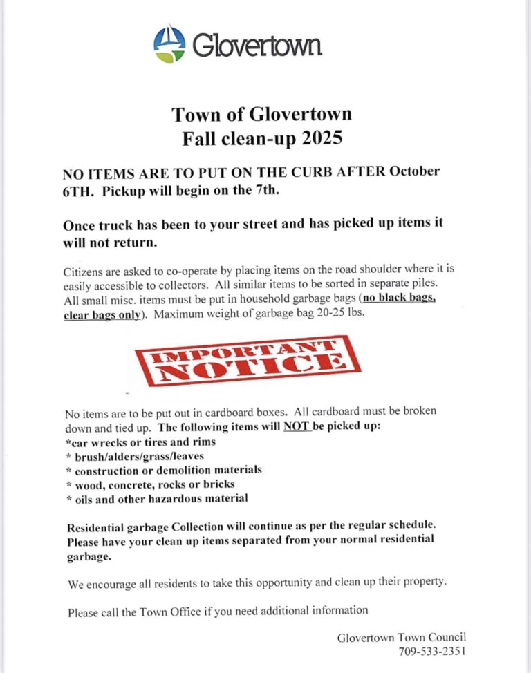 Public Notice - Fall Clean-up Week | Glovertown